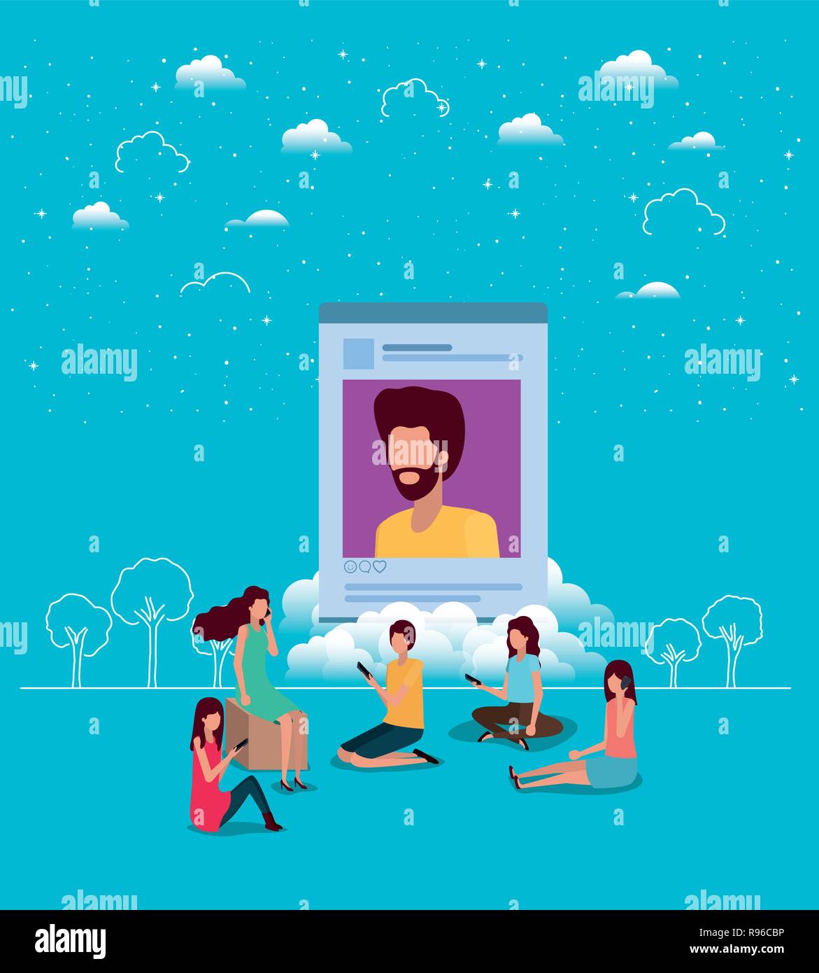 social community with man profile picture Stock Vector Image & Art - Alamy