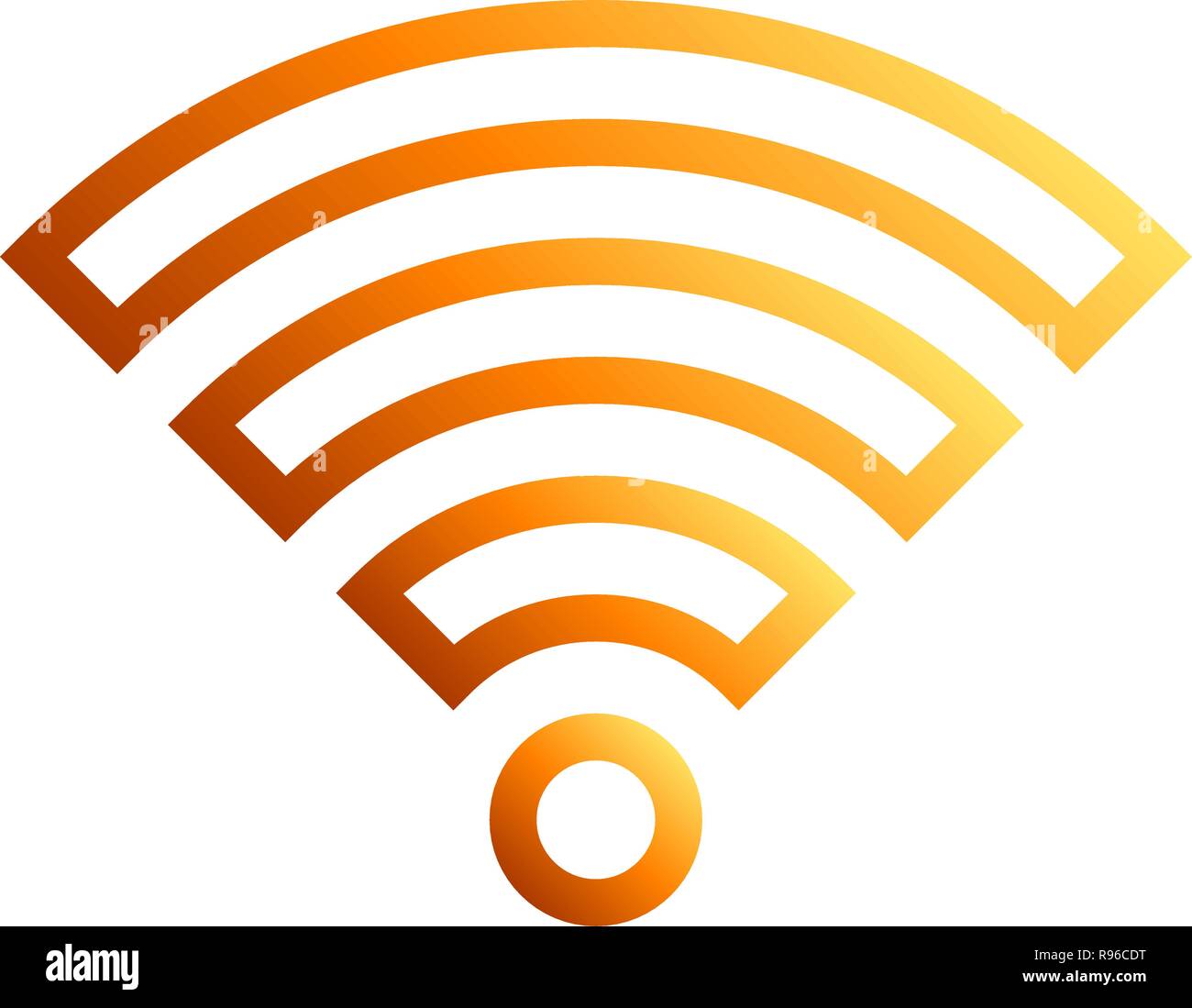 Wifi symbol icon - orange outlined gradient, isolated - vector ...