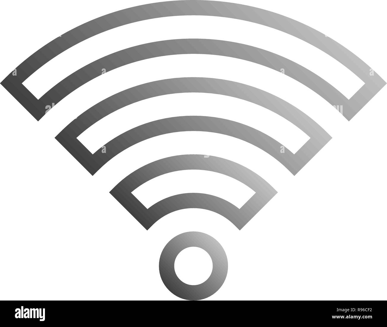 Wifi symbol icon - medium gray outlined gradient, isolated - vector ...