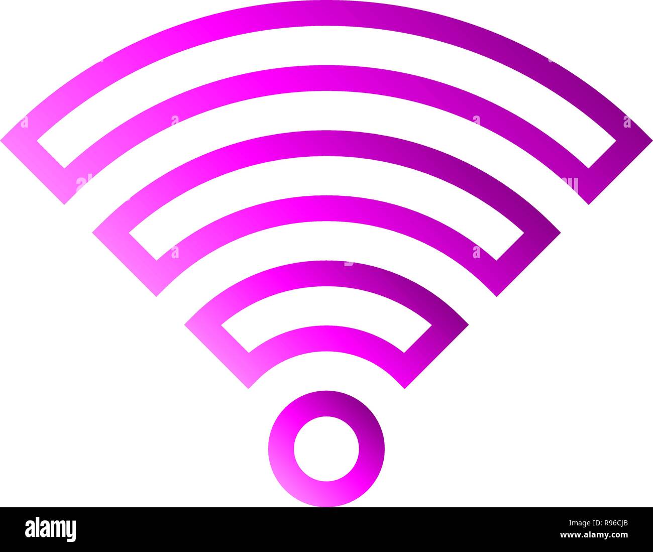 Wifi symbol icon - purple outlined gradient, isolated - vector ...
