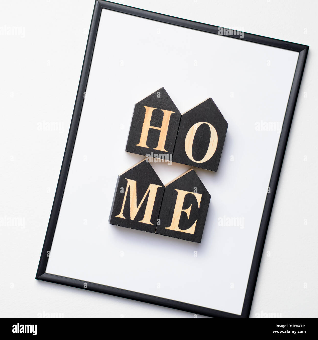Home Letters in a Frame on White Background, Home Concept, Flat Lay ...