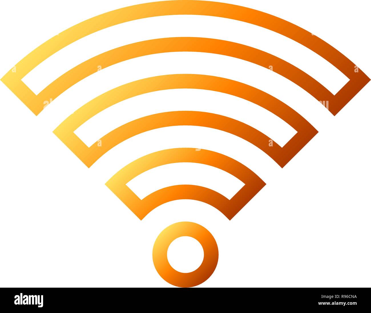 Wifi symbol icon - orange outlined gradient, isolated - vector ...