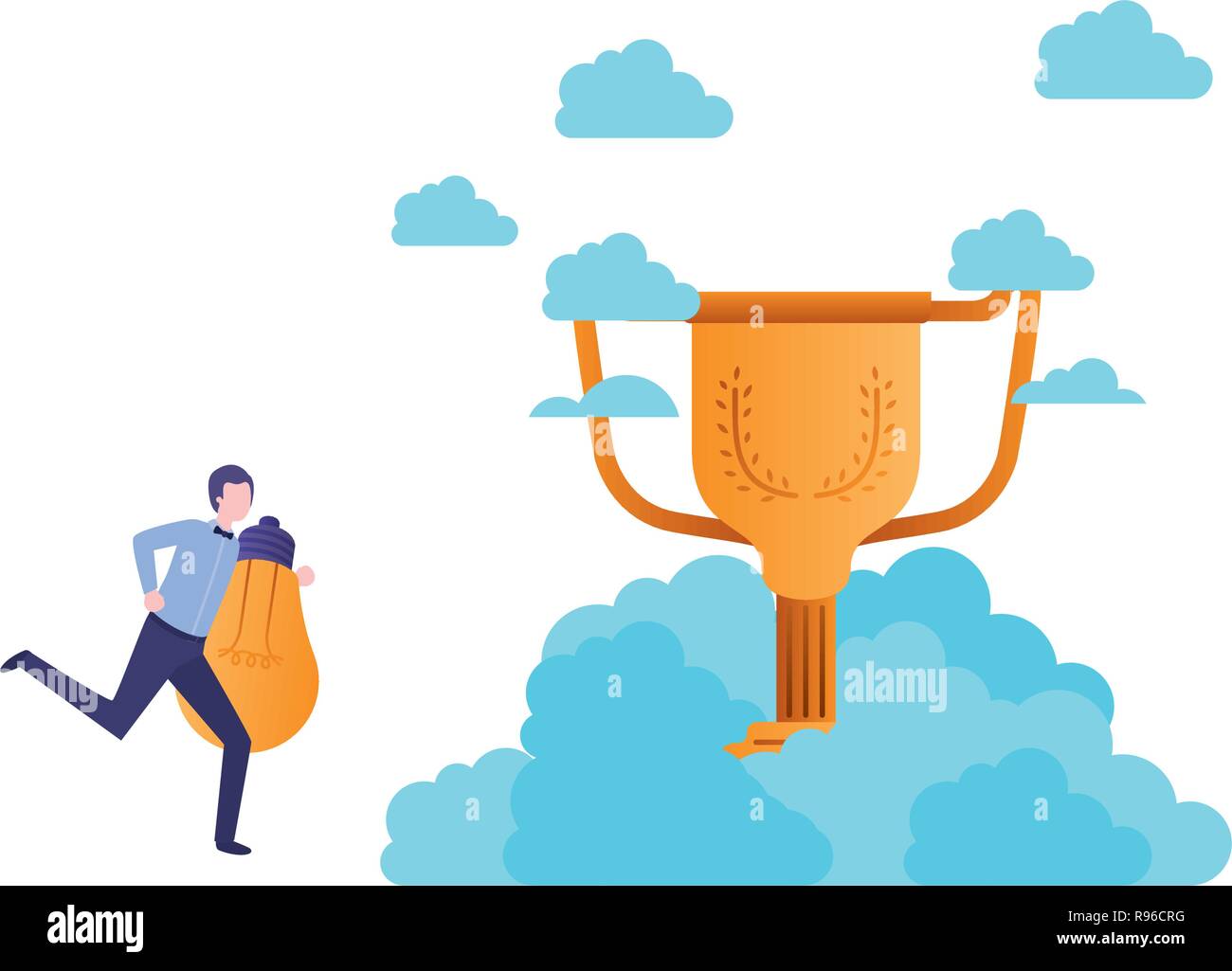 businessman in the clouds with trophy avatar character Stock Vector ...