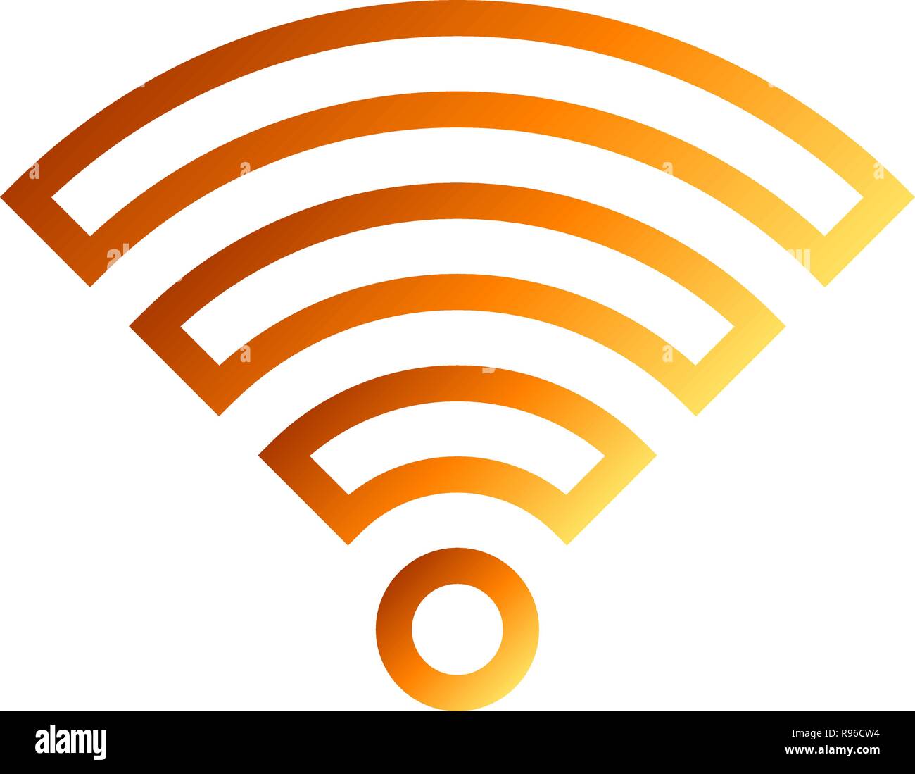 Wifi symbol icon - orange outlined gradient, isolated - vector ...
