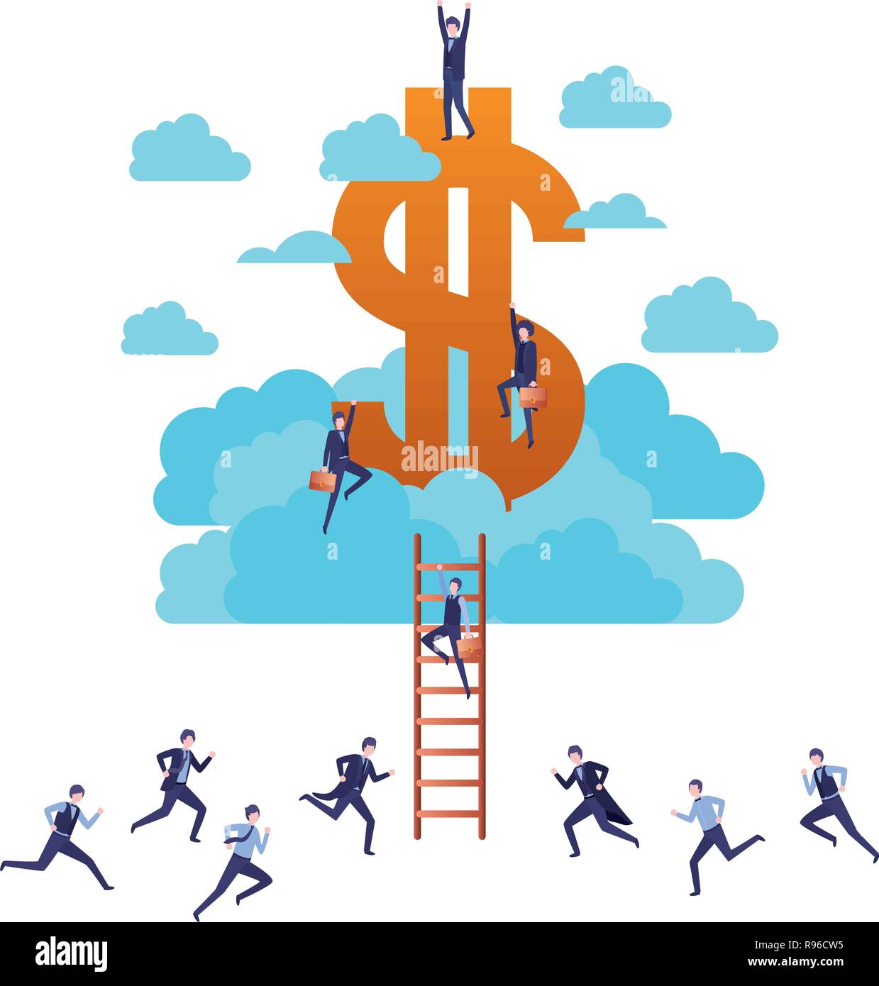 businessmen with stair and dollar sign avatar character Stock Vector ...