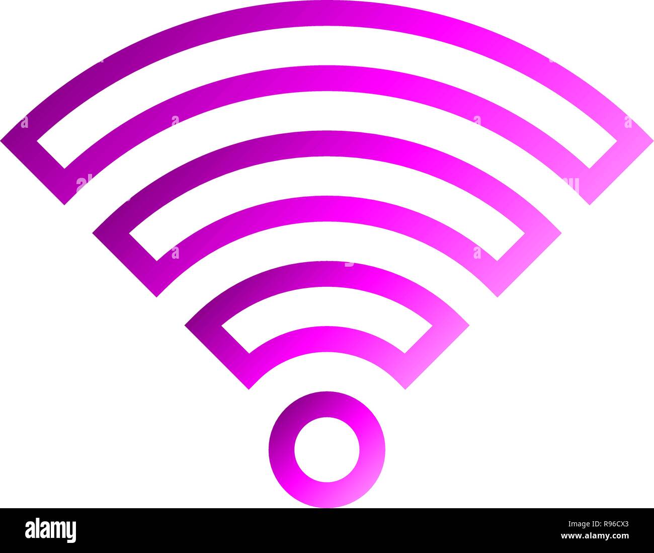 Wifi symbol icon - purple outlined gradient, isolated - vector ...