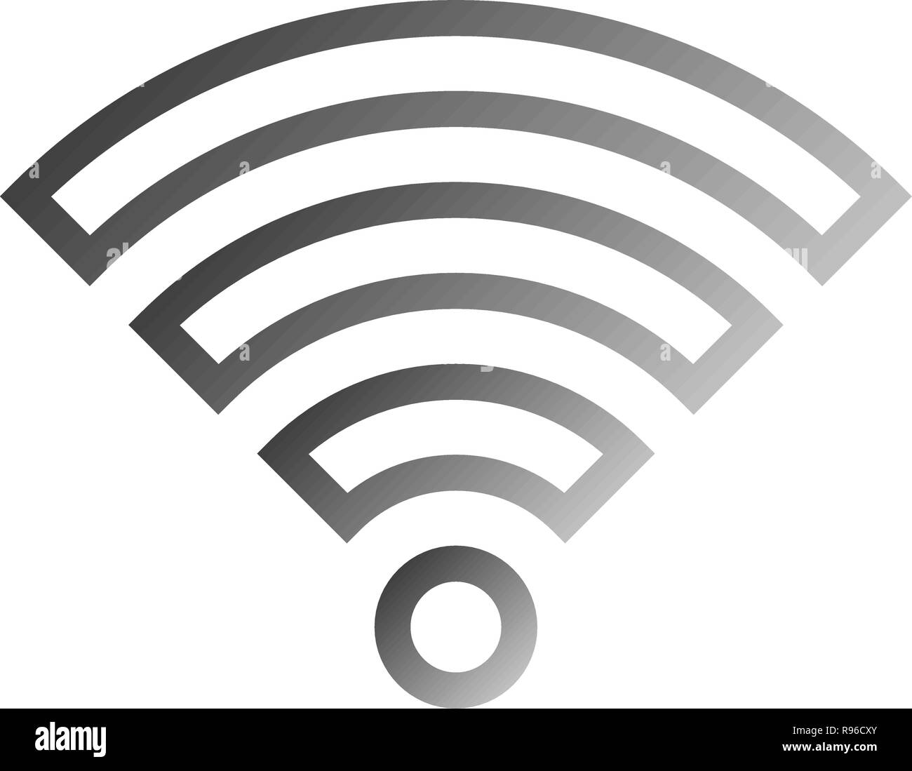 Wifi symbol icon - medium gray outlined gradient, isolated - vector ...
