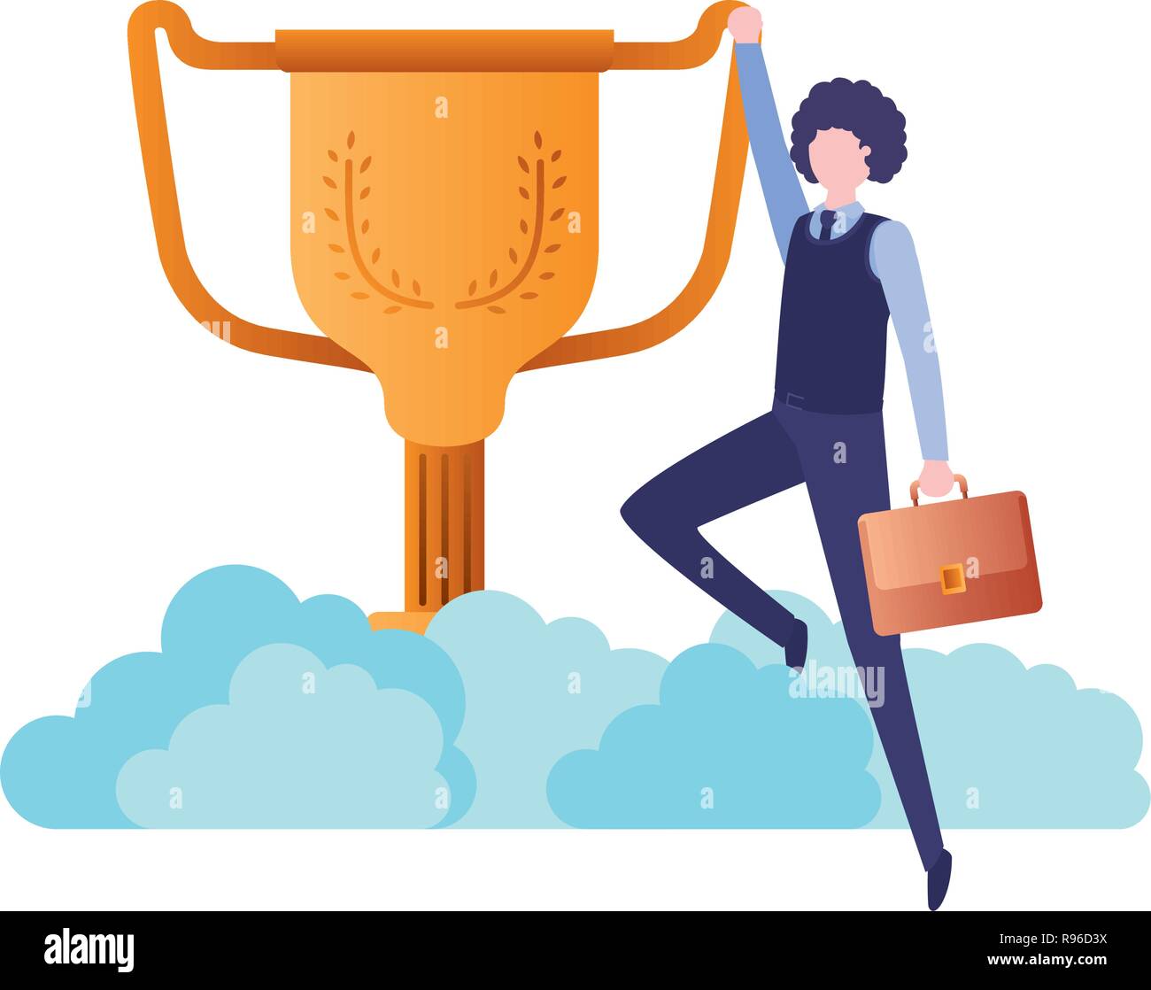businessman in the clouds with trophy avatar character Stock Vector ...