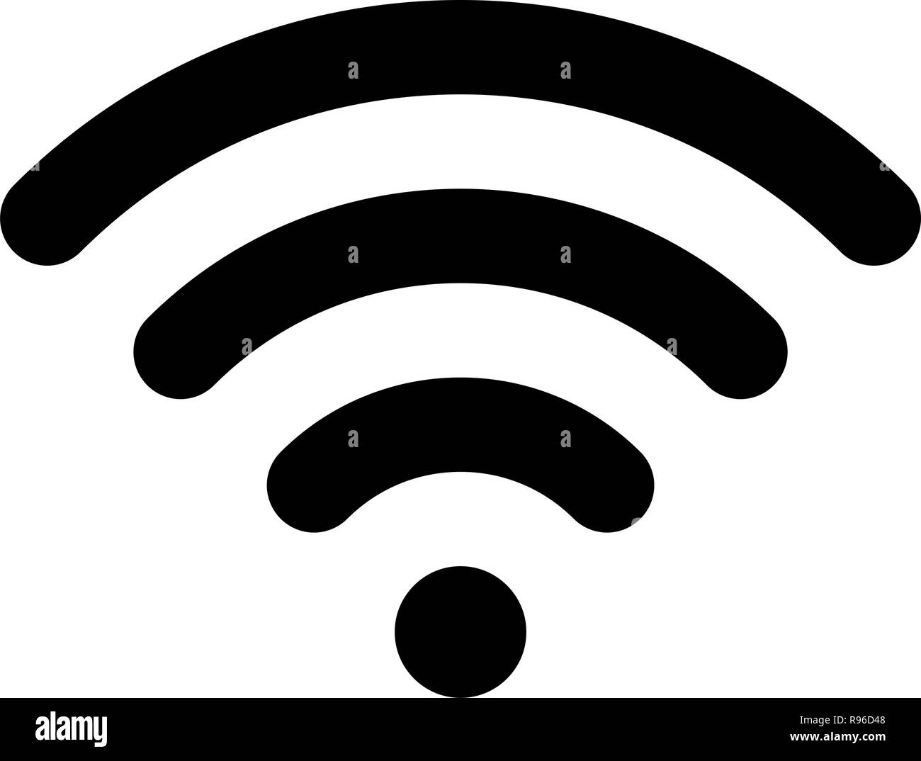 Wifi symbol icon - black simple rounded, isolated - vector illustration ...