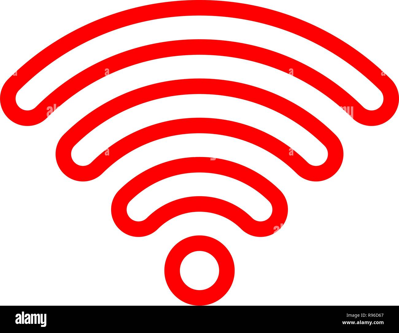 Wifi symbol icon - red outlined rounded, isolated - vector illustration ... Wifi symbol icon - red outlined rounded, isolated - vector illustration ...