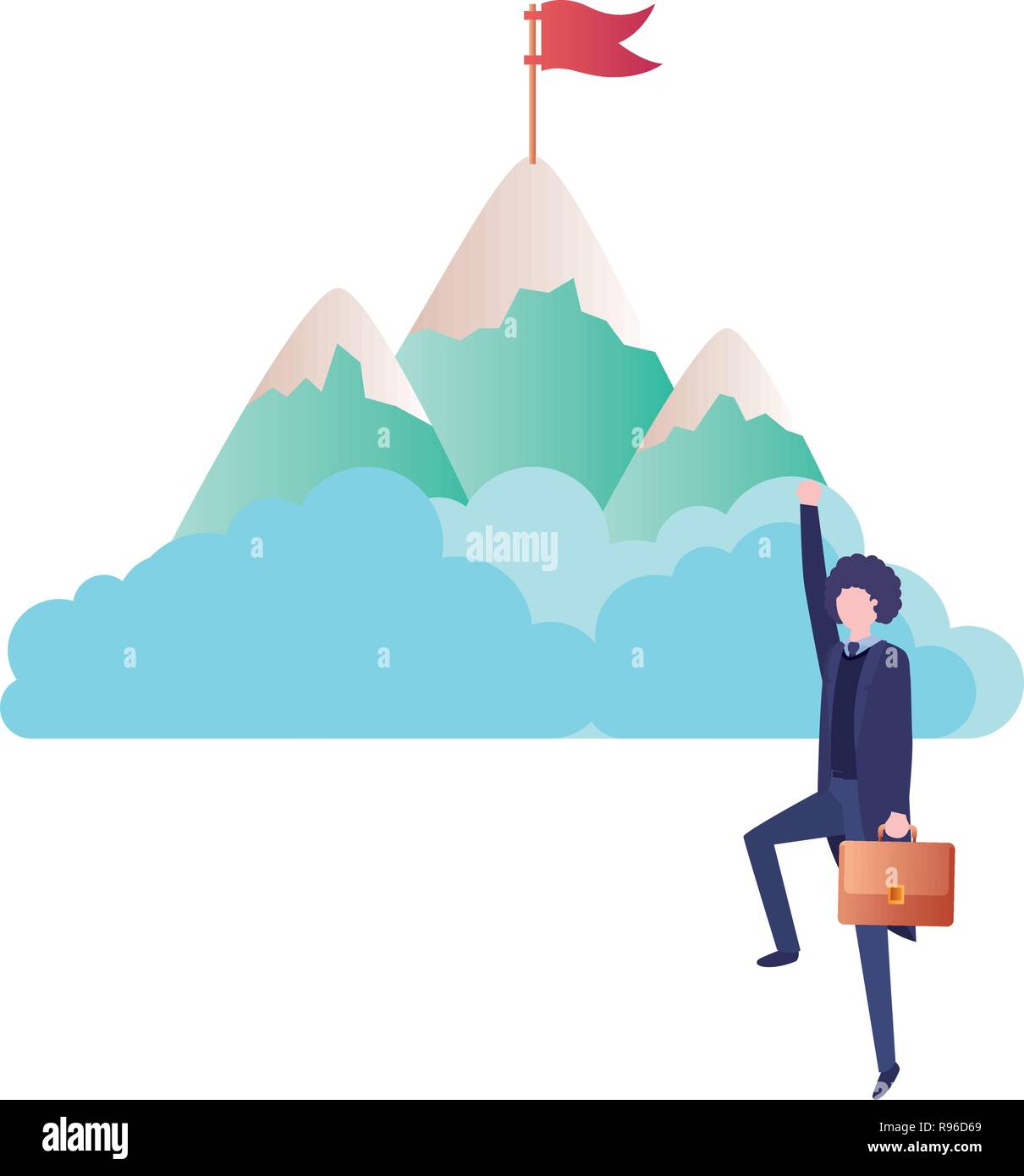 Man walk on mountain background Stock Vector Images - Alamy