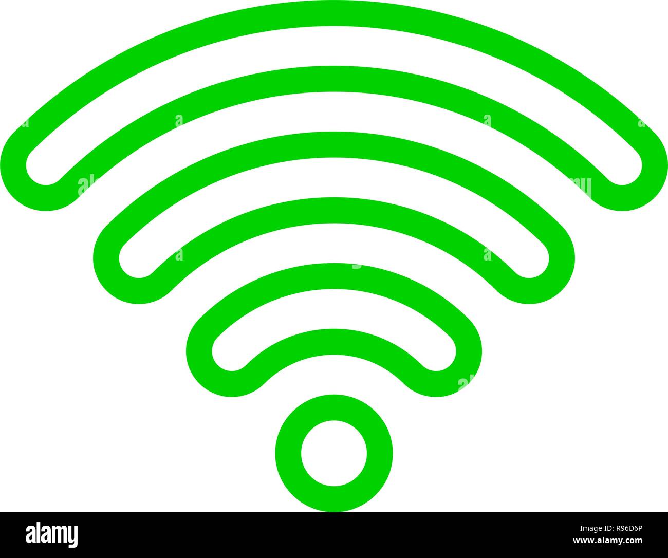 Wifi symbol icon - green outlined rounded, isolated - vector ...