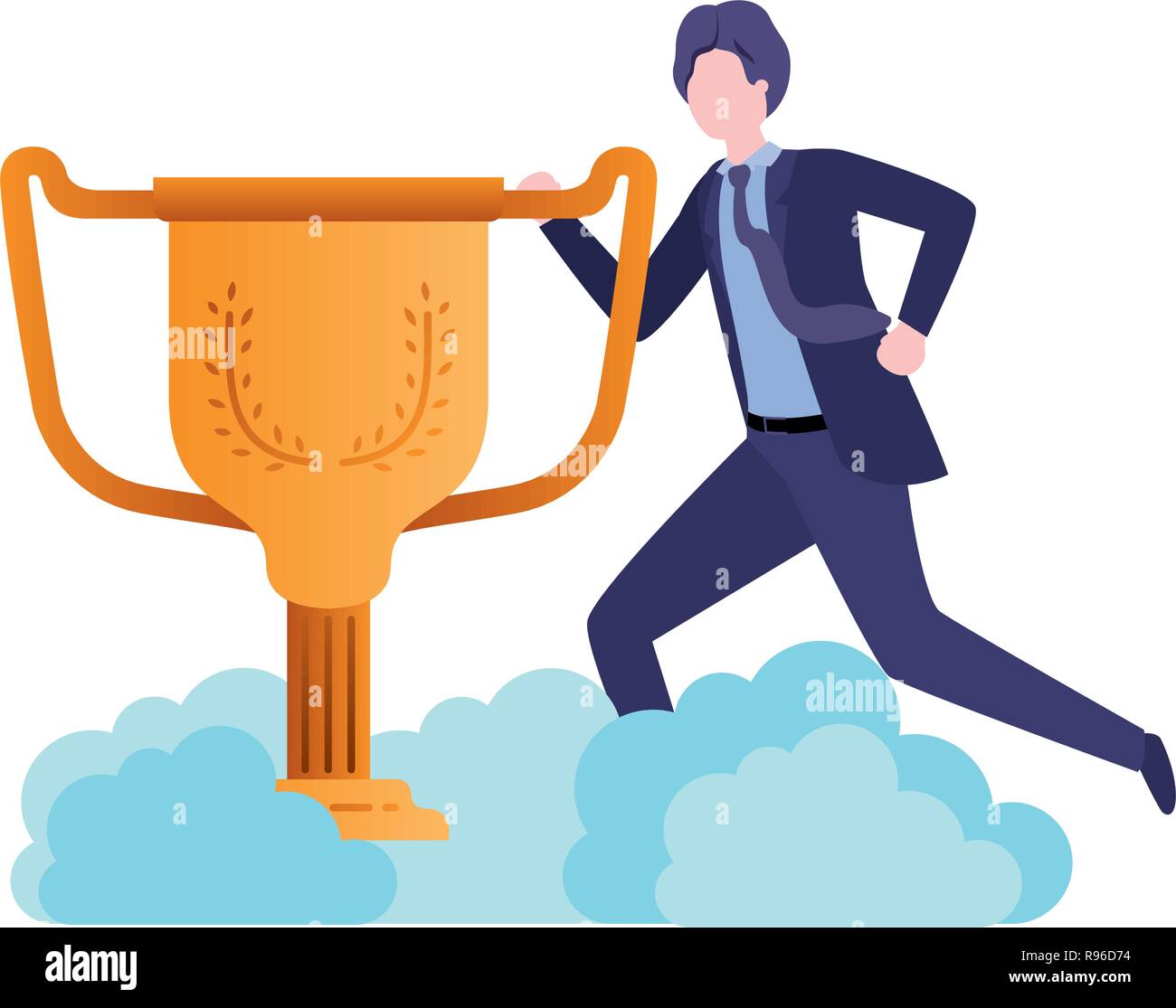 businessman in the clouds with trophy avatar character Stock Vector ...
