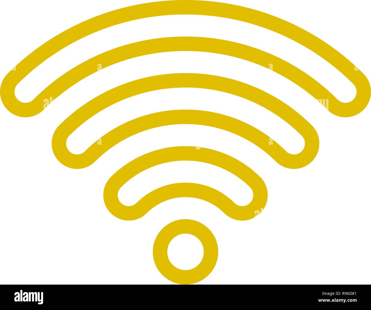 Wifi symbol icon - golden outlined rounded, isolated - vector ... Wifi symbol icon - golden outlined rounded, isolated - vector ...