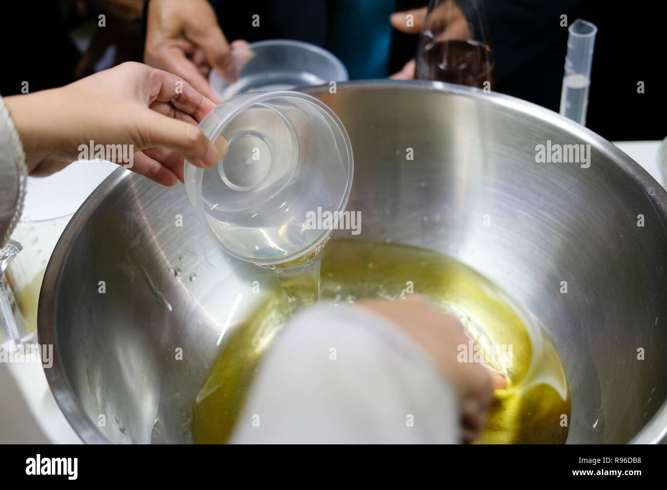 ingredient mixing for making body scrub cream. homemade beauty skincare ...