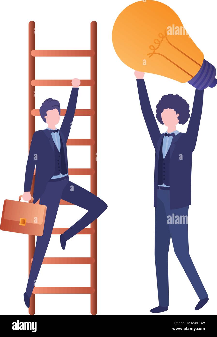 businessmen with stair and light bulb avatar character Stock Vector ...