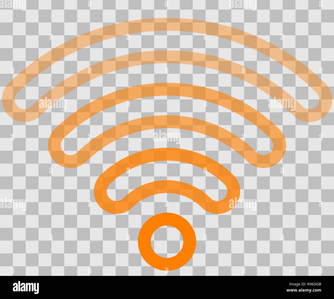 Wifi symbol icon - orange outlined rounded transparent, isolated ...
