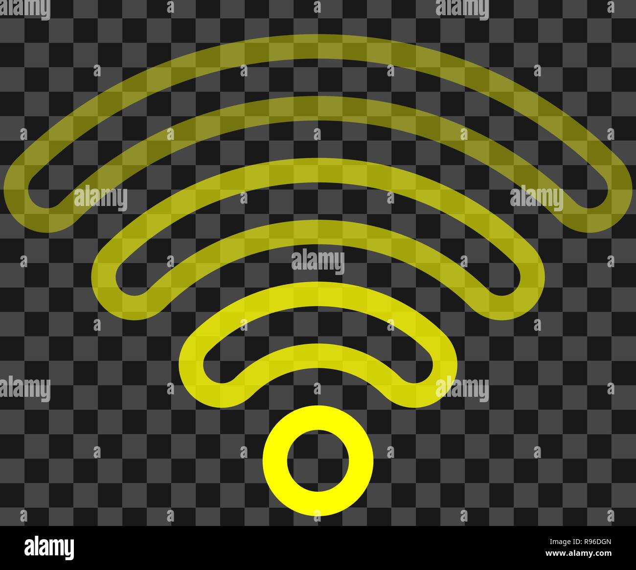 Wifi symbol icon - yellow outlined rounded transparent, isolated ...