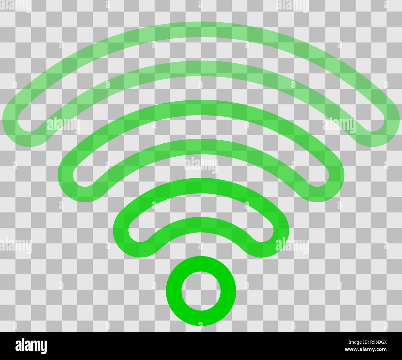 Wifi symbol icon - green outlined rounded transparent, isolated ...