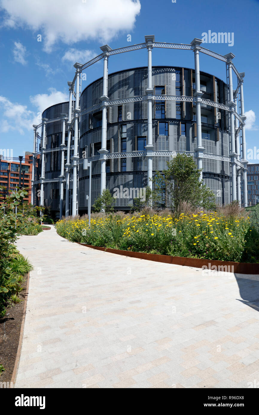 Gasholder Park, King's Cross, London, UK Stock Photo - Alamy