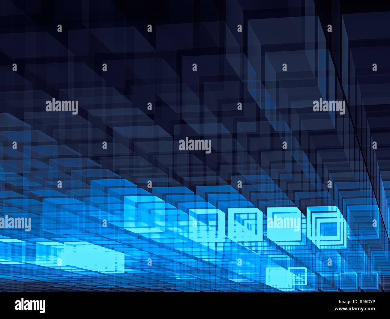 Blue cubes perspective background - abstract computer-generated 3d ...