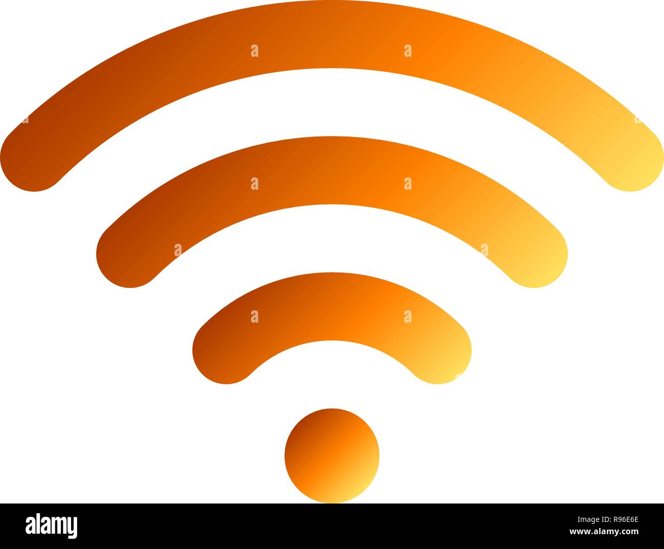 Wifi symbol icon - orange simple rounded gradient, isolated - vector ...