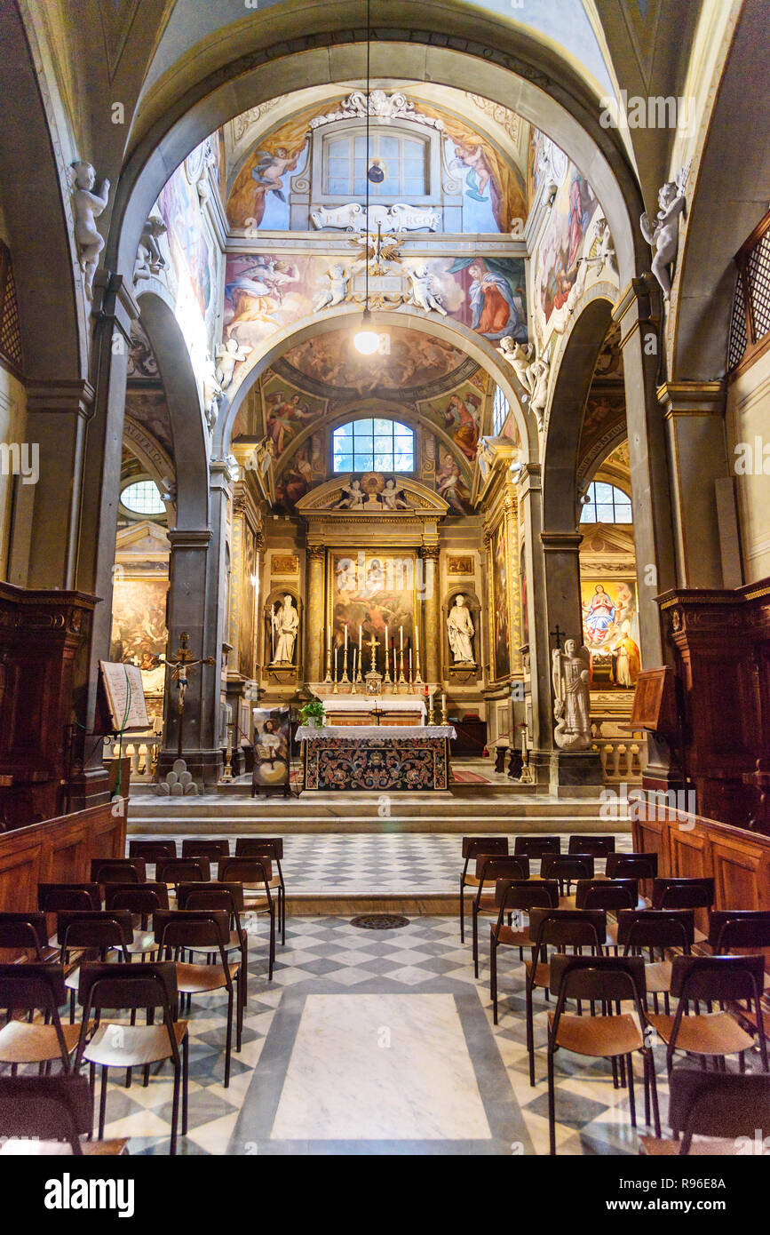 Badia di Passignano, Italy - September 29, 2018: Interior of church in ...