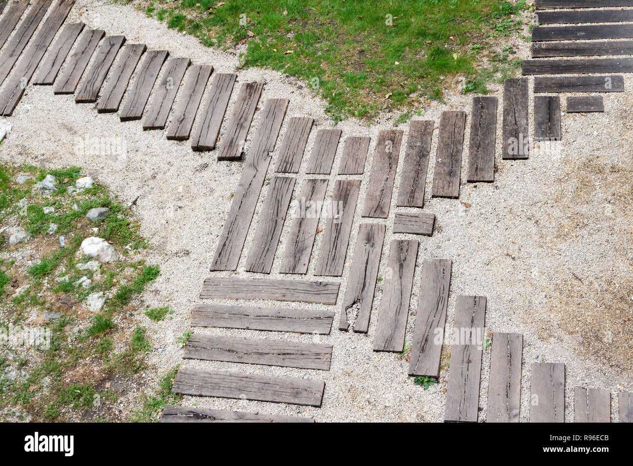 Plank path crossing near the old town wall of Sopron, Hungary Stock ...