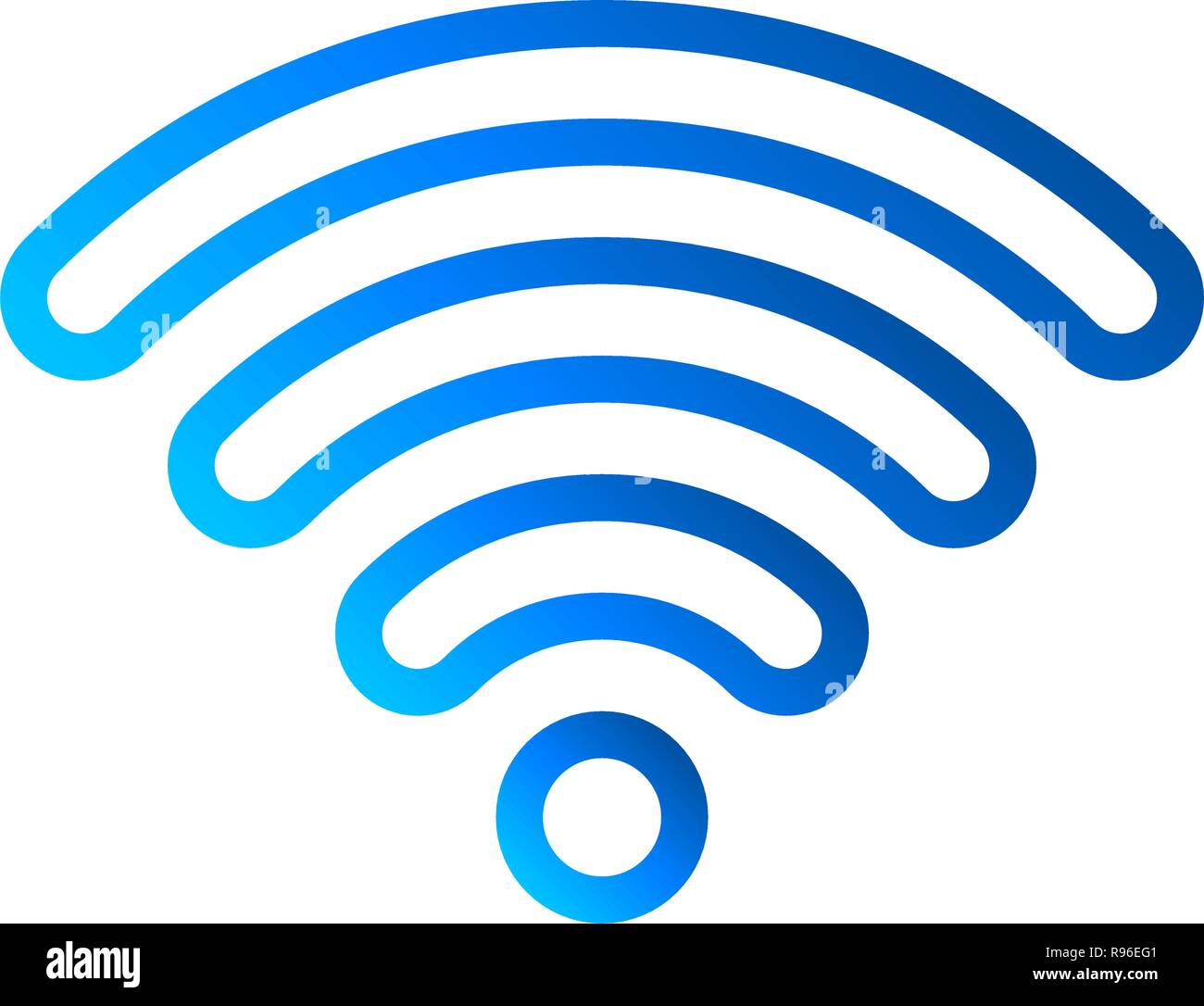 Wifi symbol icon - blue outlined rounded gradient, isolated - vector ...