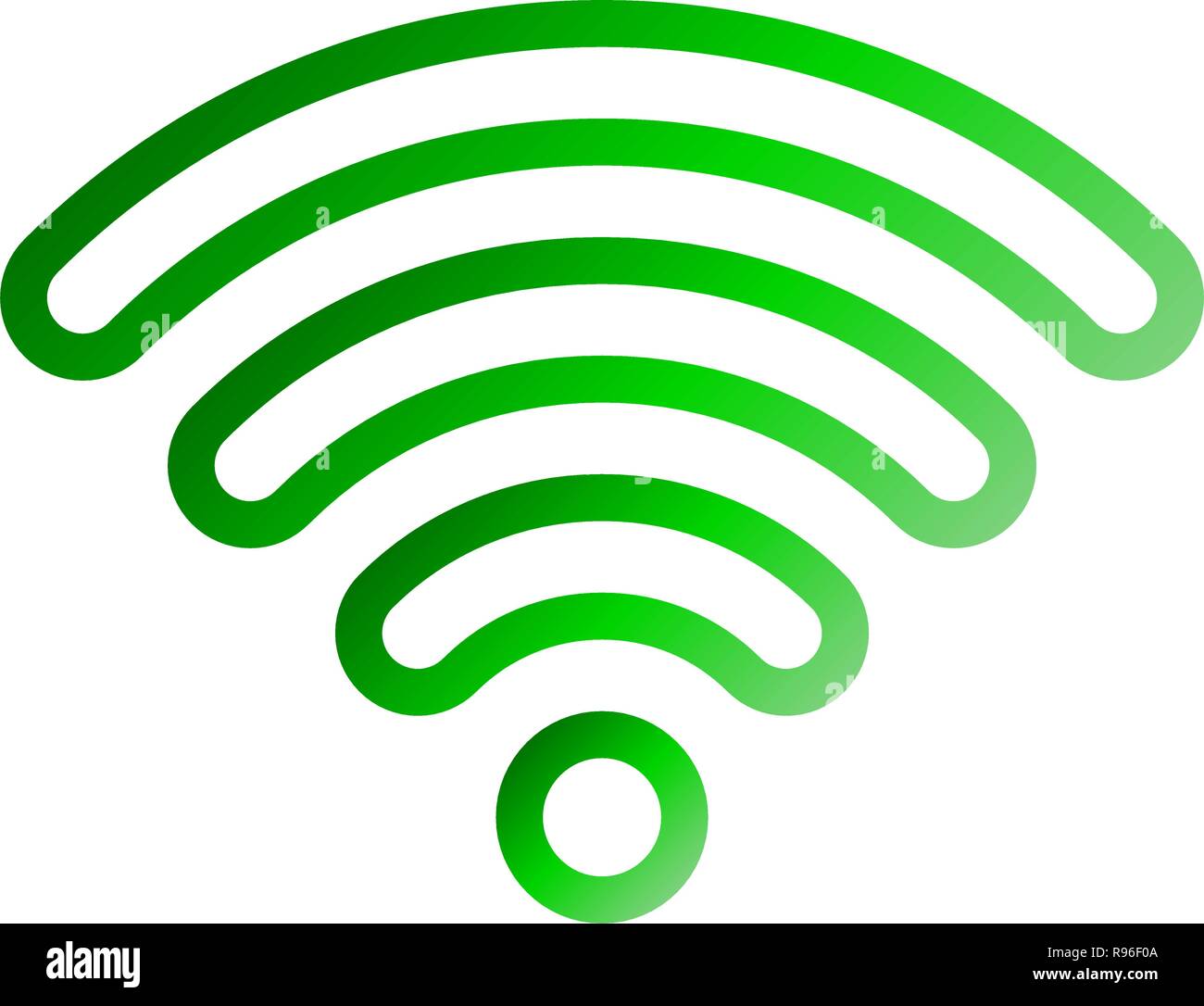 Wifi symbol icon - green outlined rounded gradient, isolated - vector ...