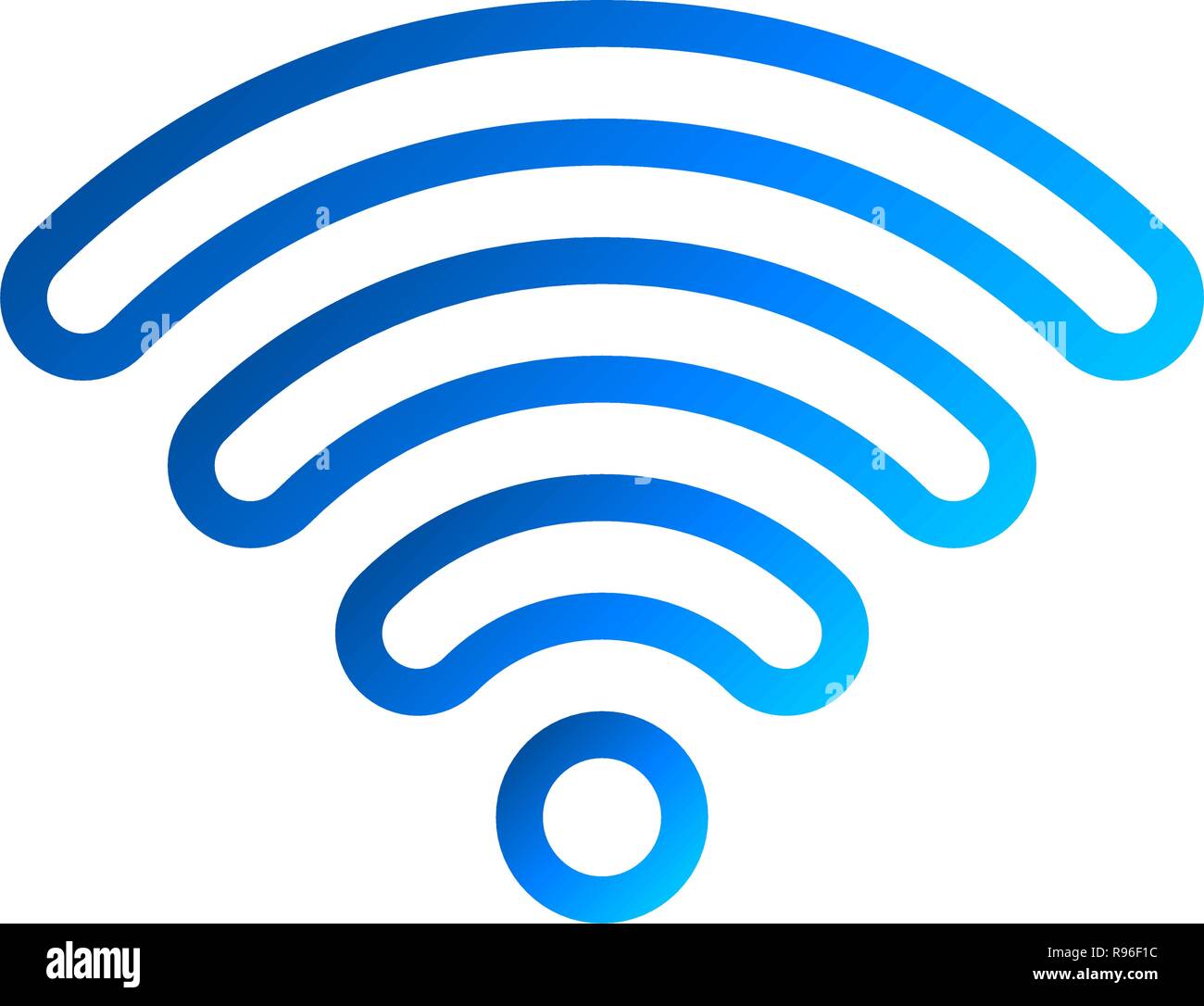 Wifi symbol icon - blue outlined rounded gradient, isolated - vector ...