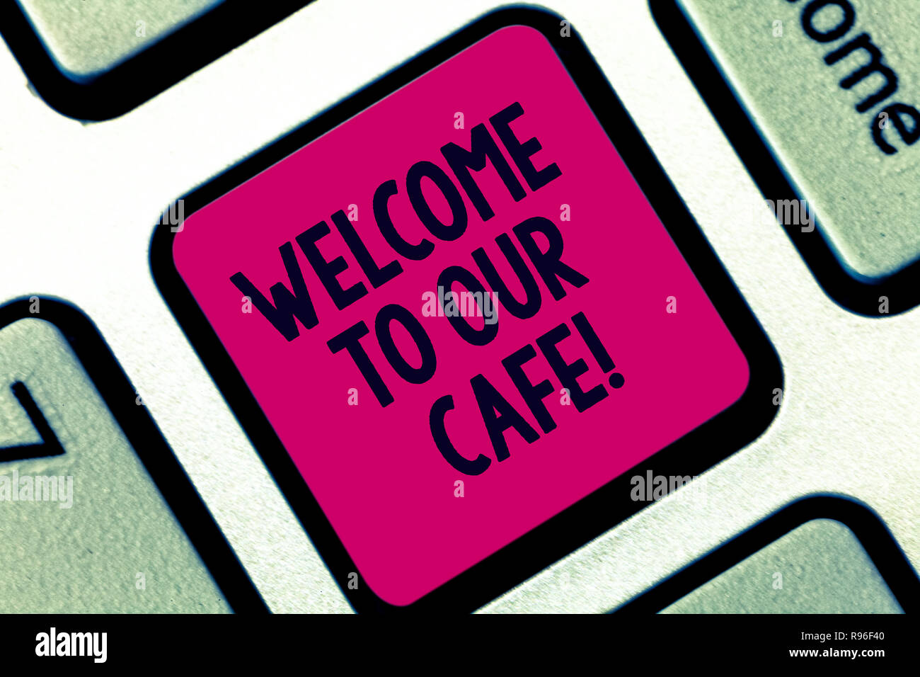 Handwriting text Welcome To Our Cafe. Concept meaning Greeting ...