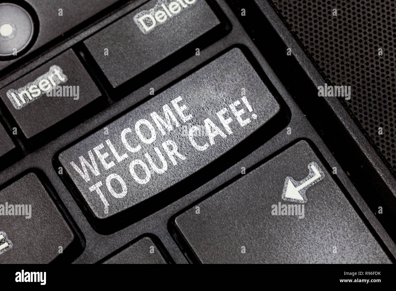 Handwriting text Welcome To Our Cafe. Concept meaning Greeting ...