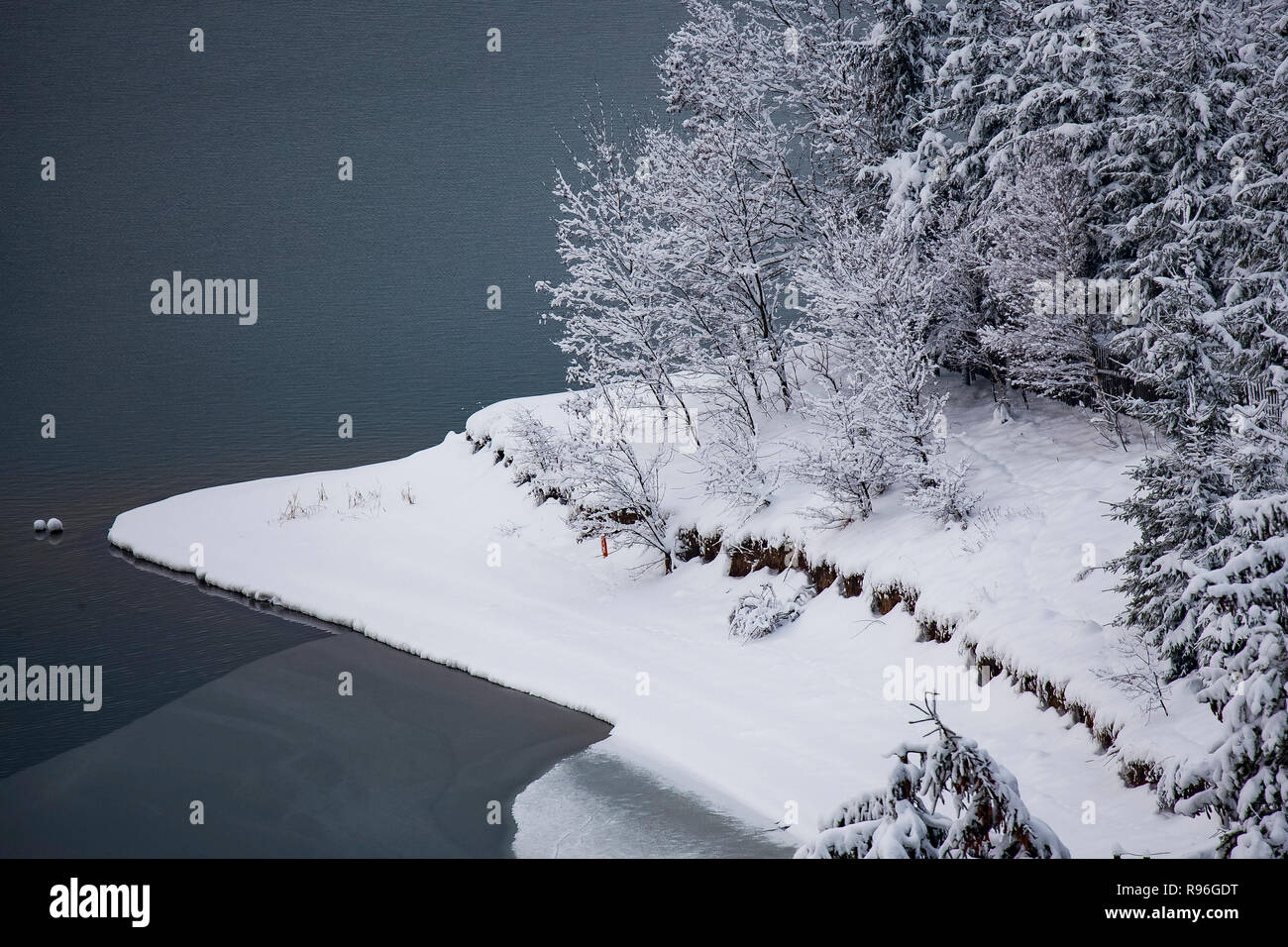 winter at Colibita lake, Romania Stock Photo - Alamy