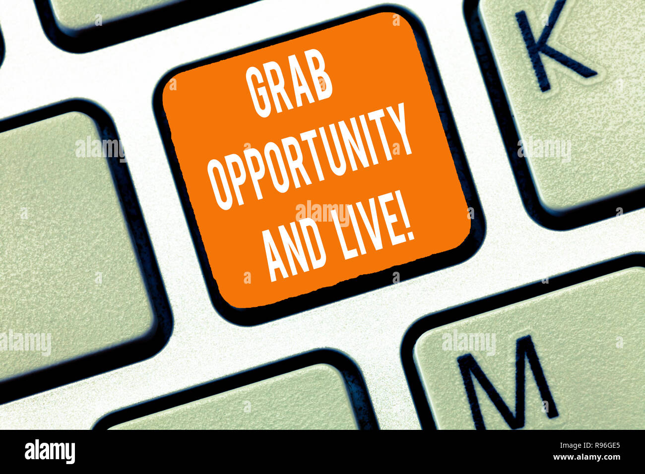 Writing note showing Grab Opportunity And Live. Business photo ...