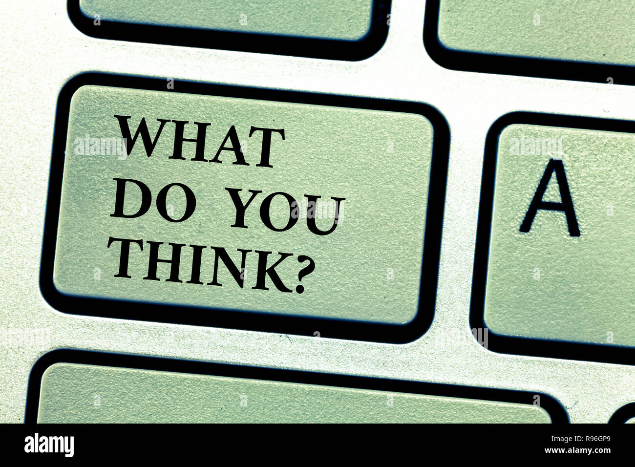 Handwriting text What Do You Thinkquestion. Concept meaning Tell us the ...