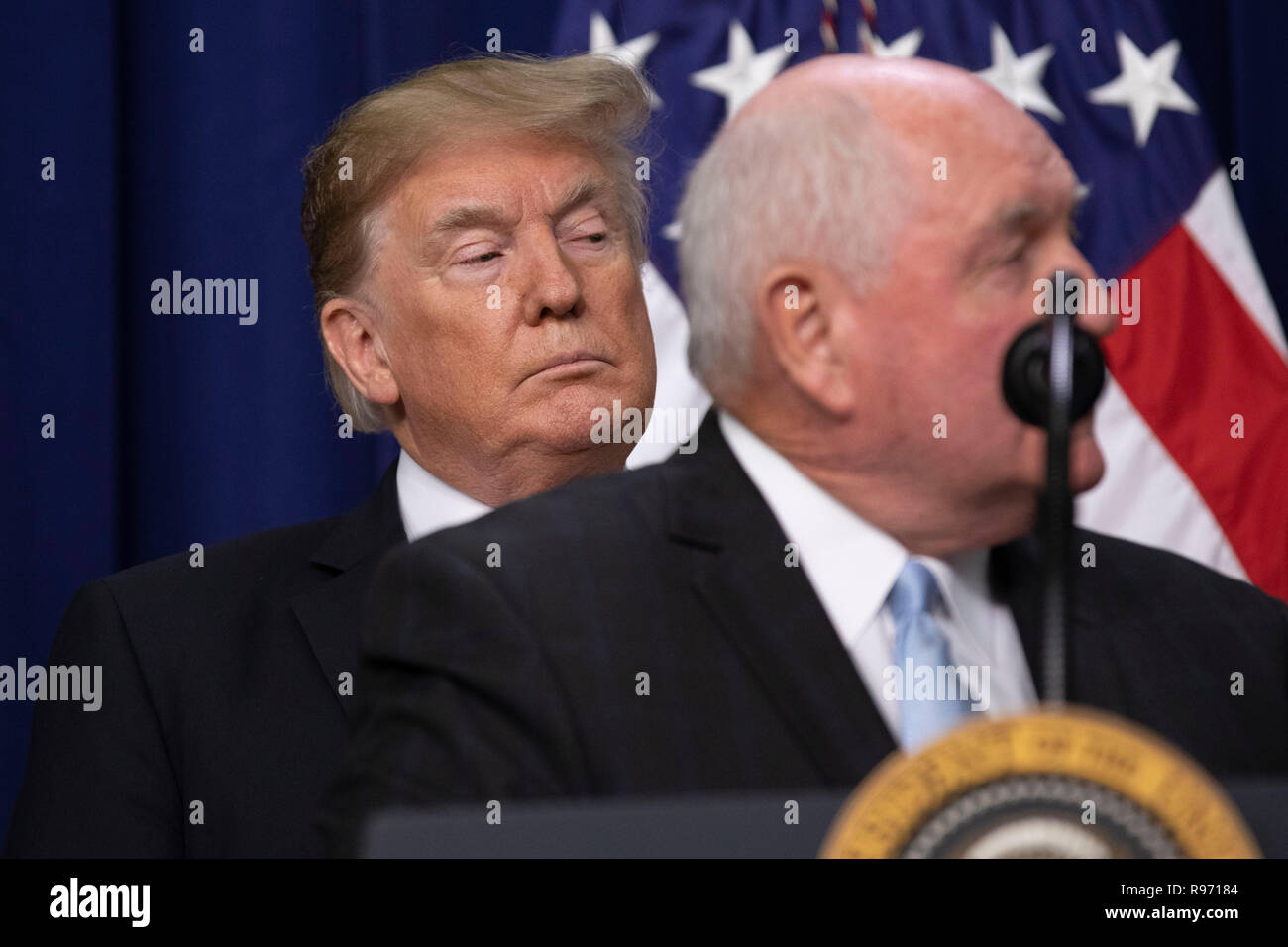 Us president donald trump looks on hi-res stock photography and images ...