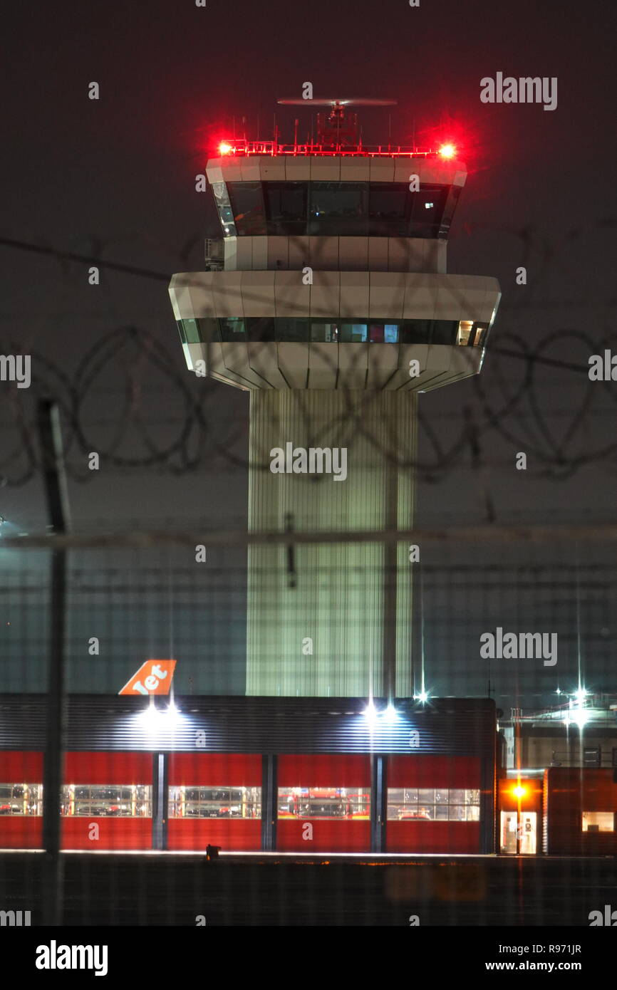 London Gatwick, UK. 20th December, 2018. Gatwick Airport control tower ...