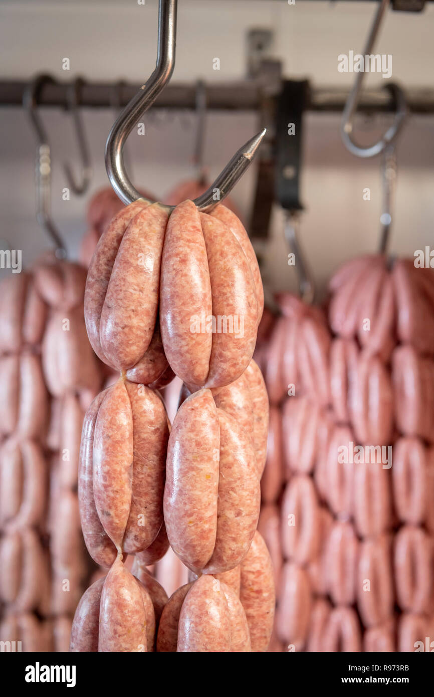 Meat hanging in a cold room hi-res stock photography and images - Alamy