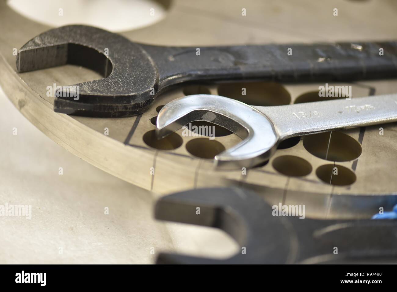 Heavy duty tools in workshop environment Stock Photo - Alamy