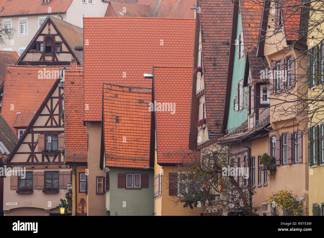 Red roofs, Dinkelsbuhl, Germany Stock Photo - Alamy