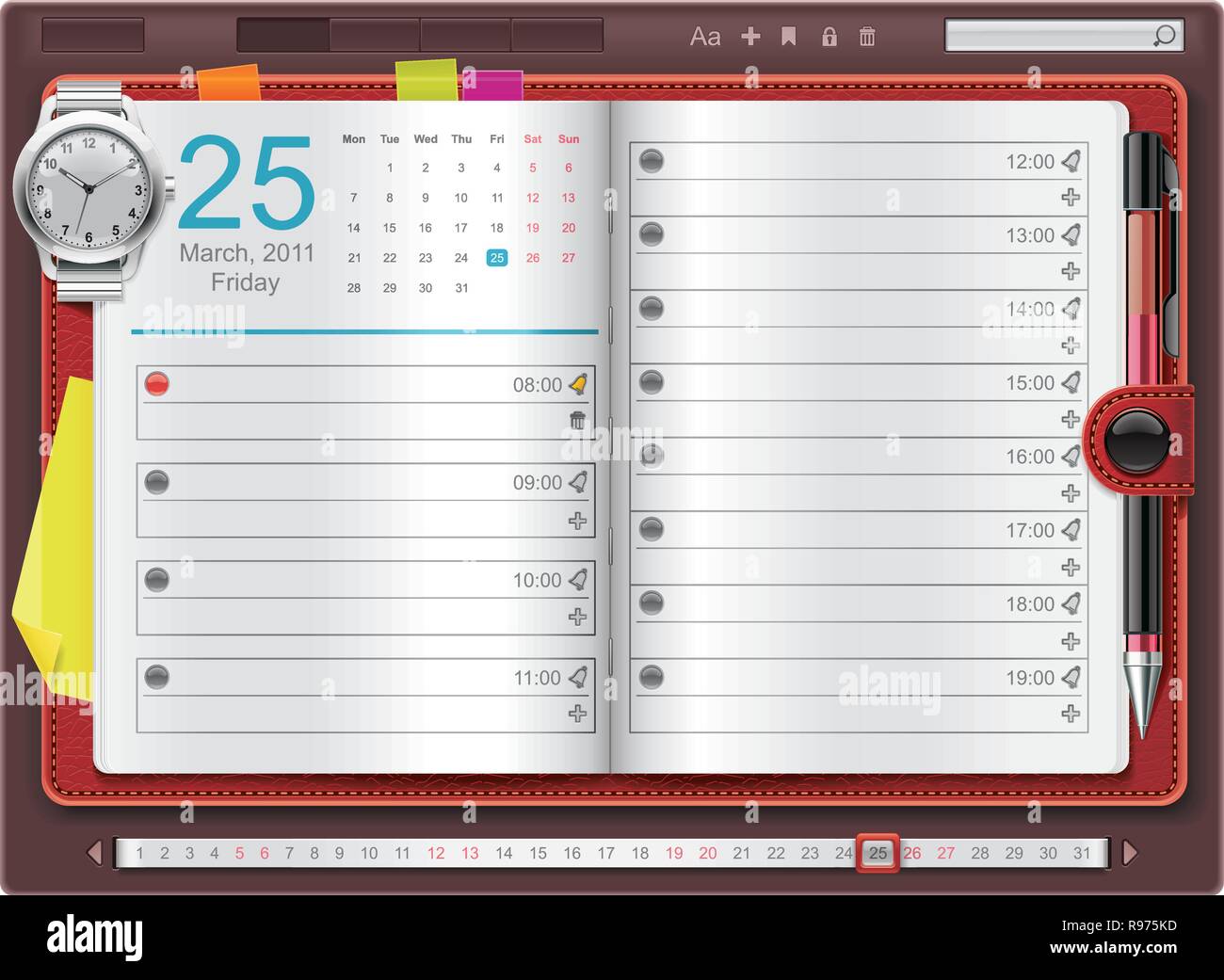 Isometric business team, business people concept. organizer diary ...