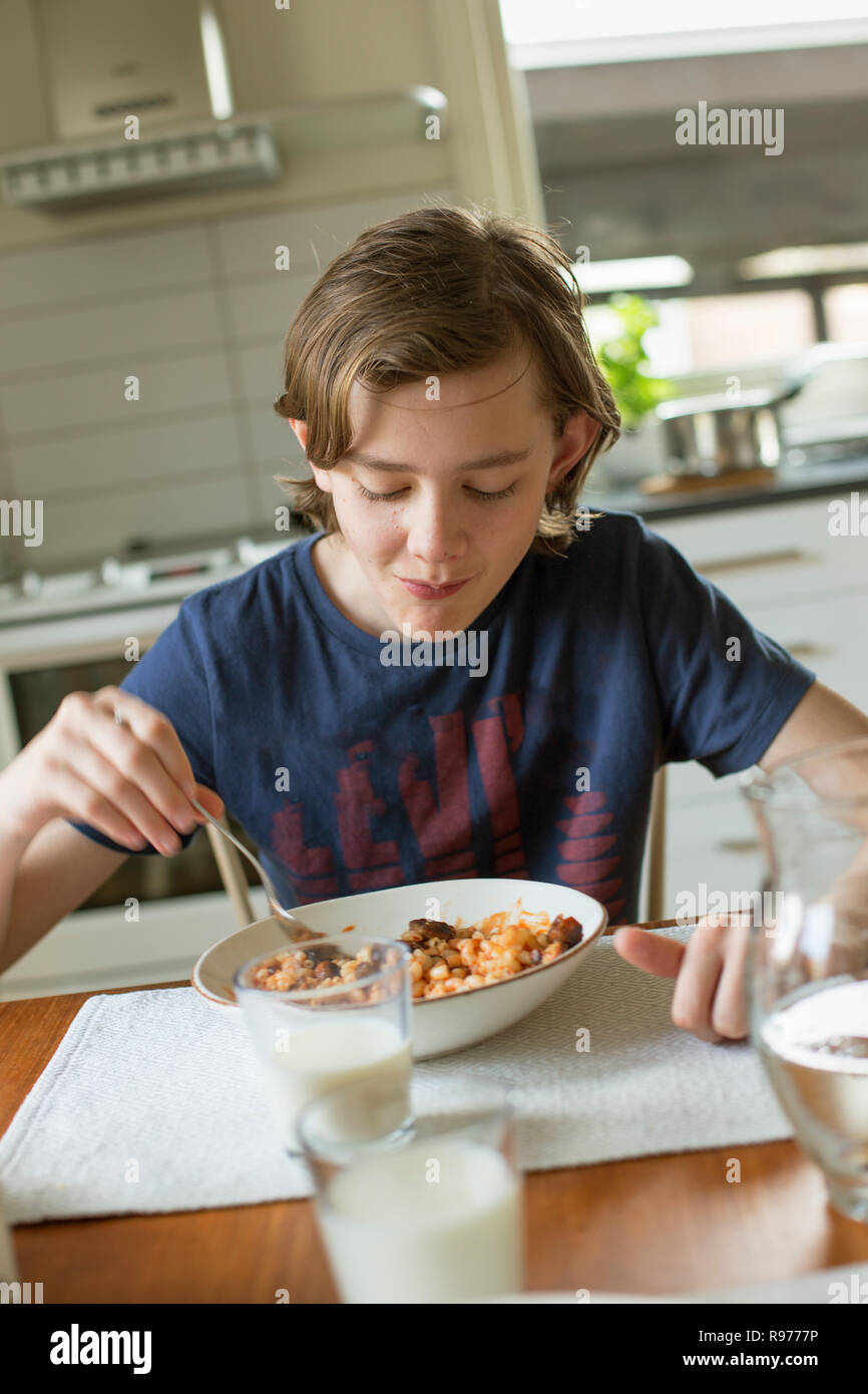 Boy at breakfast hi-res stock photography and images - Alamy