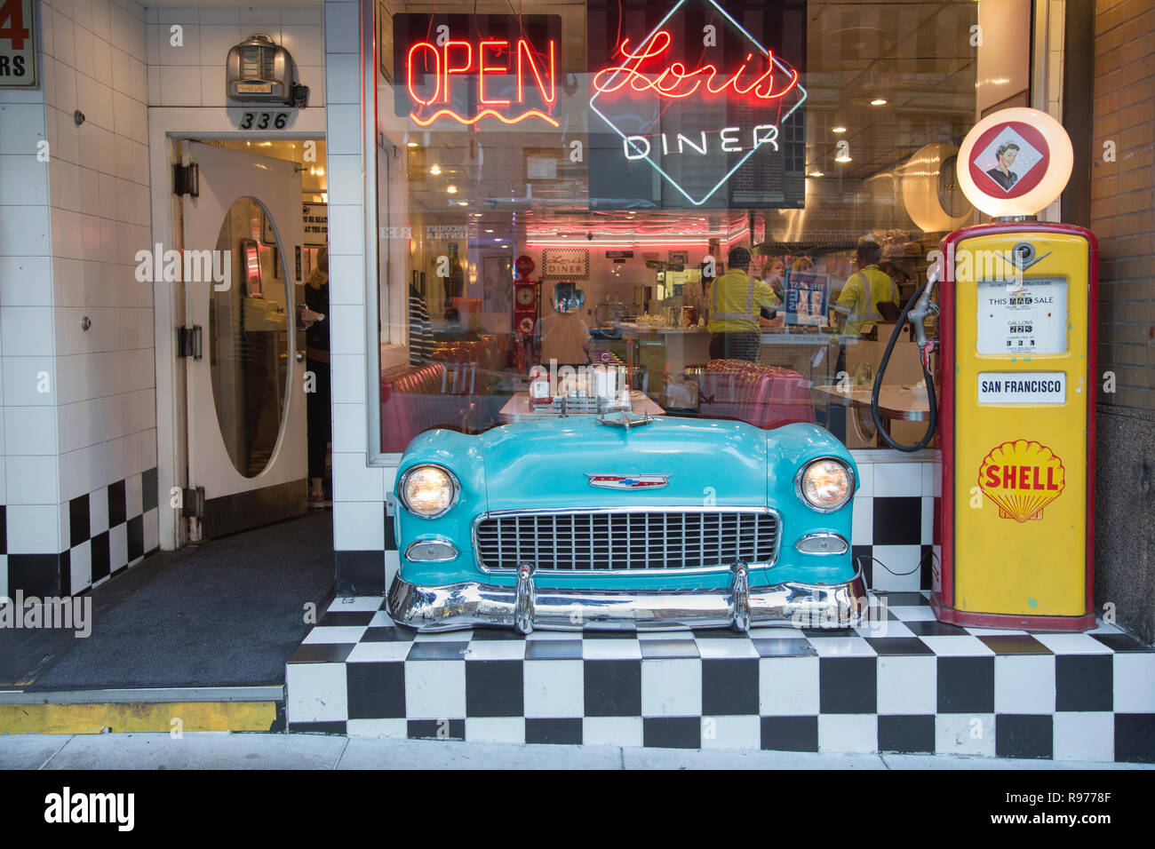 Retro diner window hi-res stock photography and images - Alamy
