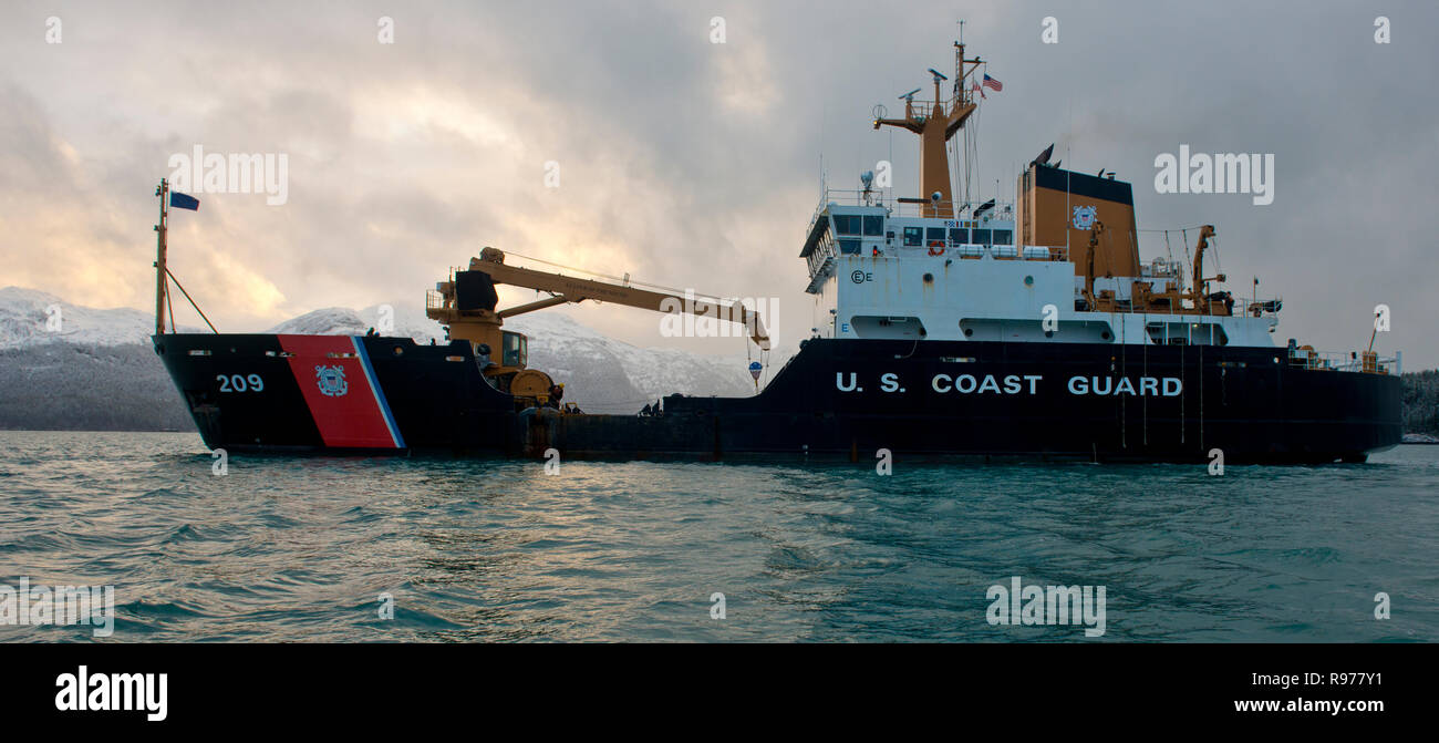 The crew of Coast Guard Cutter Sycamore is underway near Cordova ...