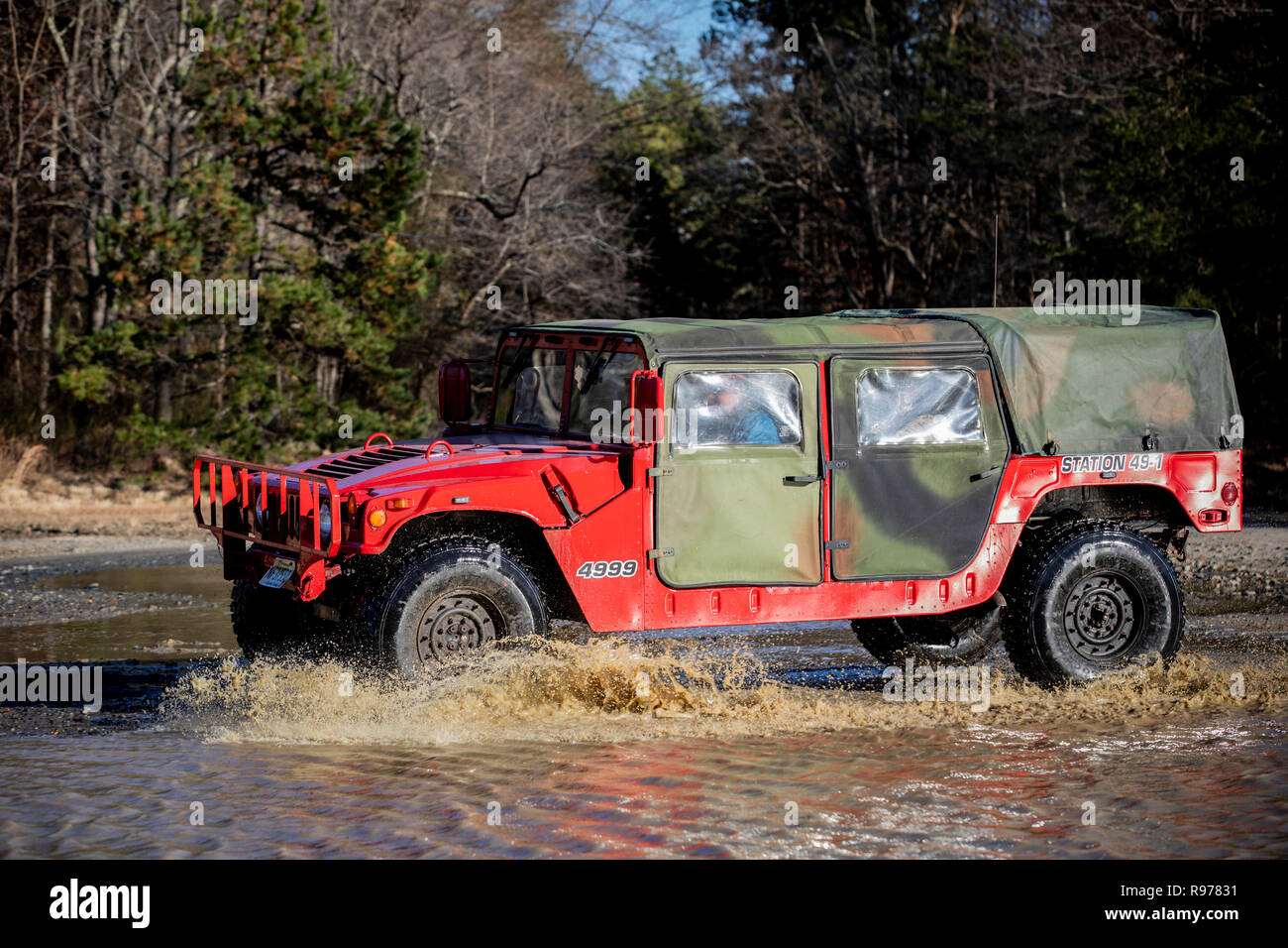 A Humvee from the Spring Lake Heights Fire Department is driven on the ...