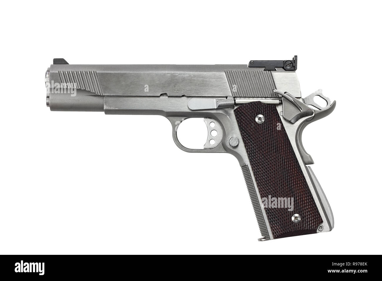 Forty five calaber handgun isolated on a white background with clipping ...