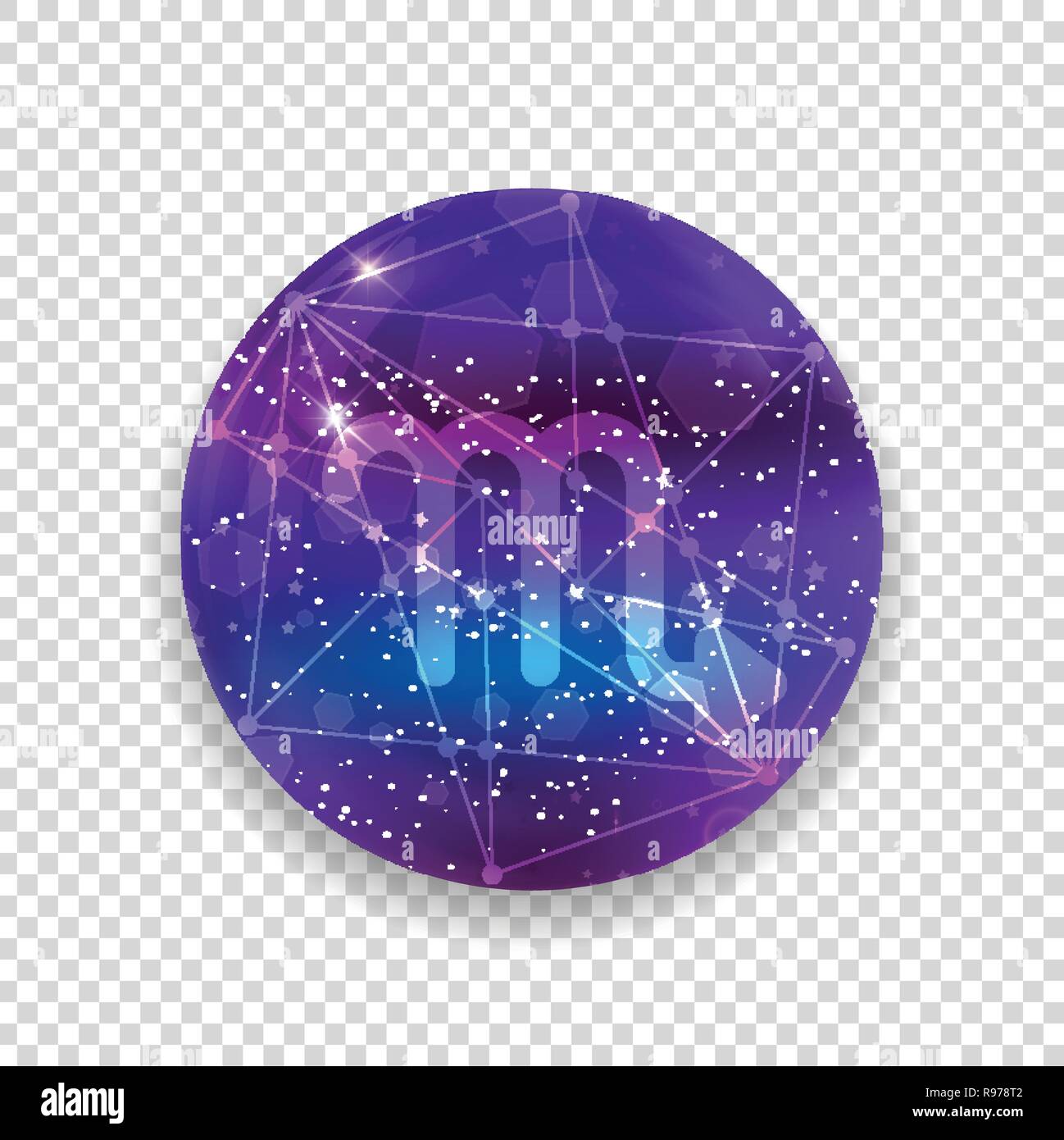 Scorpio Zodiac sign and constellation on a cosmic purple sky with ...