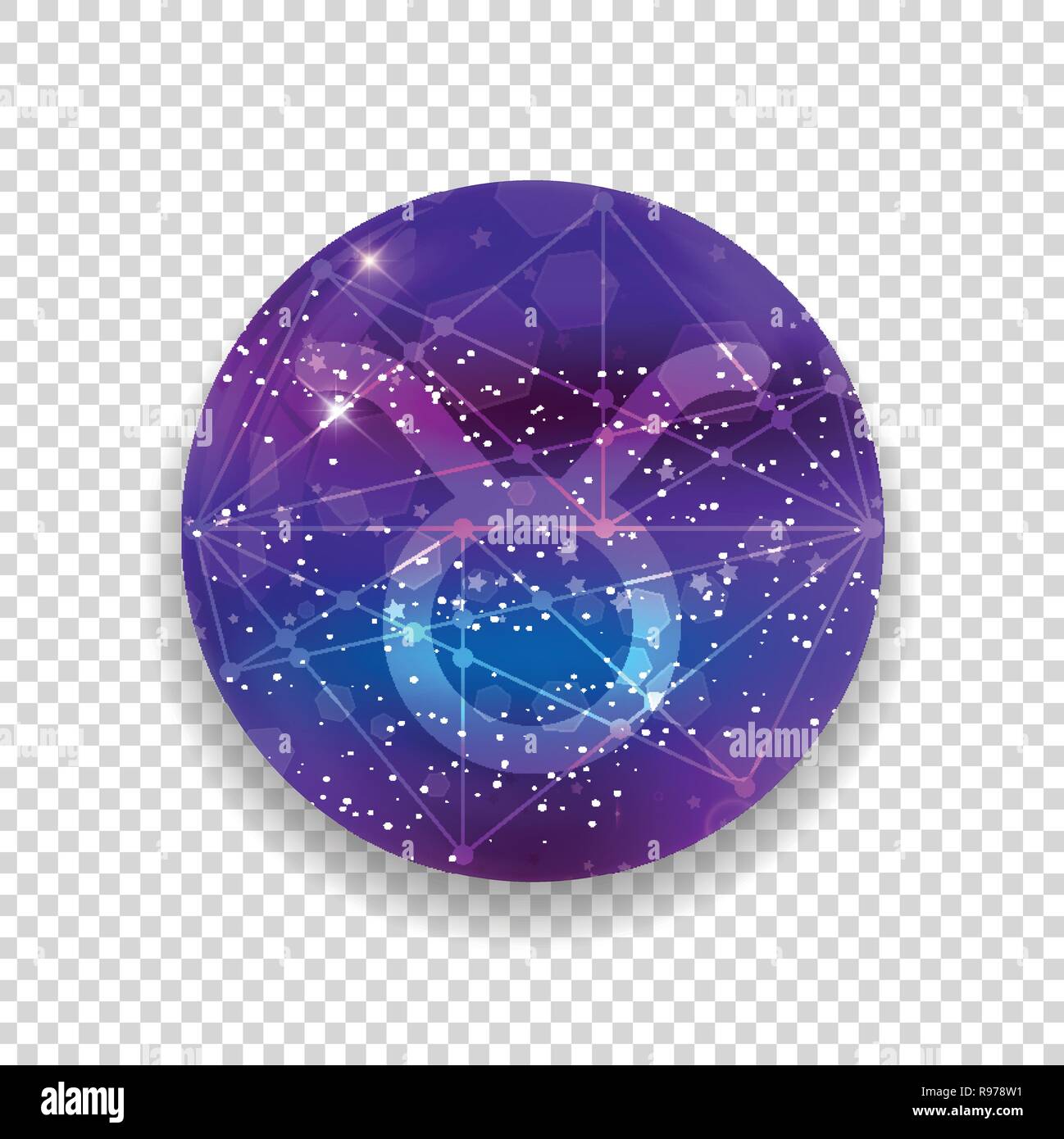 Taurus Zodiac sign and constellation on a cosmic purple sky with ...