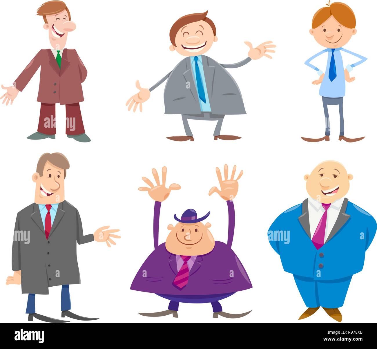 Cartoon Illustration of Funny Men or Businessmen People Characters ...